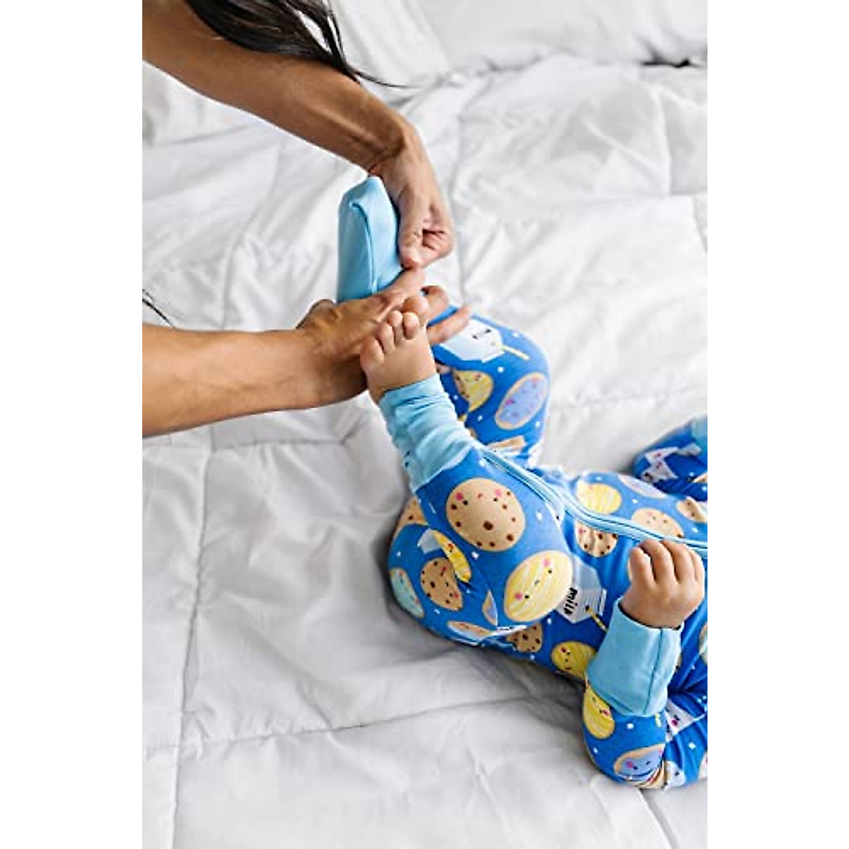 Little Sleepies Baby Boy Pajama, Viscose from Bamboo Zippy PJs, Blue Cookies & Milk, 6-12M