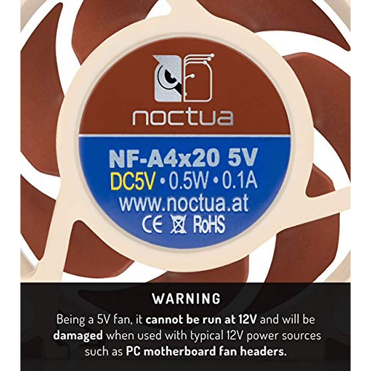 Noctua NF-A4x20 5V, Premium Quiet Fan, 3-Pin, 5V Version (40x20mm, Brown)