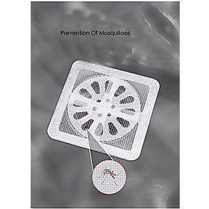 JUNYINUO 4"" X 4"" Disposable Square Shower Drain Hair Catcher, Drain Hair Catcher,Flat Shower Drain Cover Mesh Stickers, Bathroom, Laundry, Bathtub, Kitchen, Sink for Human and Pet Hair 200PCS, Gray