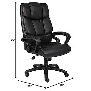 Boss Office Products High Back No Tools Required Top Grain Leather Chair in Black