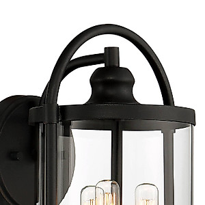 Avani Modern Contemporary Outdoor Wall Light Fixture Black Warm Brass 13" Clear Glass Shade for Exterior House Porch Patio Outside Deck Garage Yard Front Door Garden Home - John Timberland