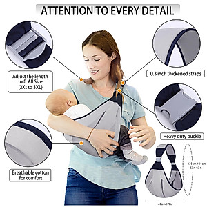 Baby Sling Carrier, Adjustable Baby Holder Carrier, Baby Half Wrapped Sling Hip Carrier, One Shoulder Labor-Saving, Cloth Fabric Lightweight Baby Carrier for Newborn to Toddler Up to 45 lbs (Grey)