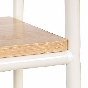 IRIS USA Clothing Rack, Clothes Rack with 4 Wood Shelves, Freestanding Clothing Rack, Easy to Assemble Garment Rack, Standing Metal Sturdy Clothing Rack, Small Space Storage Solution, White