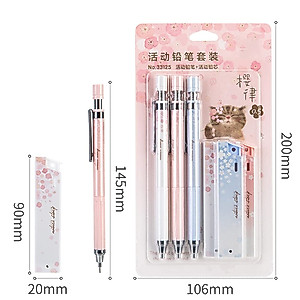 6 Pcs Mechanical Pencils, 0.5mm Kawaii Pencils Cute Pens Aesthetic with Lead Refills Cherry Blossom Kawaii Automatic Pens for School Office Writing Draft Drawing