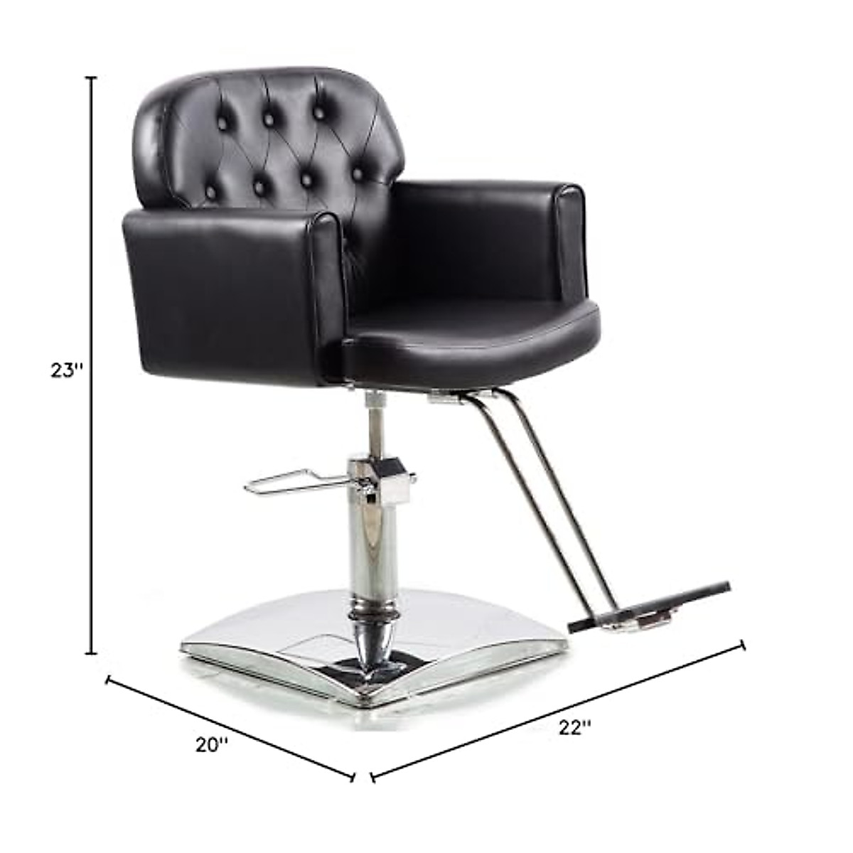 Salonsunny Black Square Base Vintage Salon Styling Chair Barber Cutting Chair All Purpose Spa Beauty Equipment