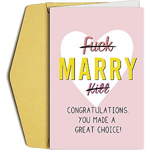 Oamiolek Funny Congratulations Card for Engaged Couple, Hilarious Wedding Day Card for Newlyweds, Wedding Gift for Bride, Engagement Card for Friend, You Made A Greet Choice