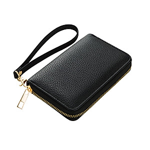 FACAI RFID Wallet Women, Small Wallet for Women, Credit Card Holder, Wristlet Wallet for Women with ID Window Black