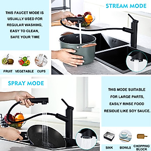 CREA Kitchen faucets, Bar Sink Faucet, Black Kitchen Sink Faucet Pull Out Utility Prep Wet Faucet Small Single Handle Hole Faucet, Commercial Modern rv Sink Low Arc Faucet Outdoor Laundry