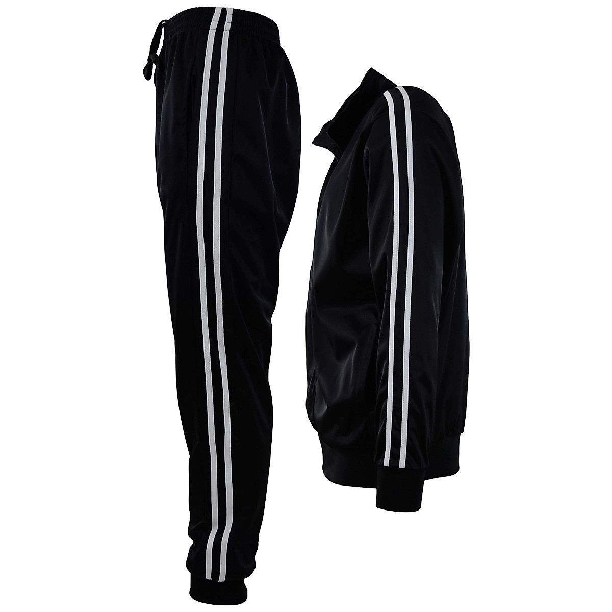 ChoiceApparel Mens Athletic 2 Piece Tracksuit Set (3XL, 888-Black)