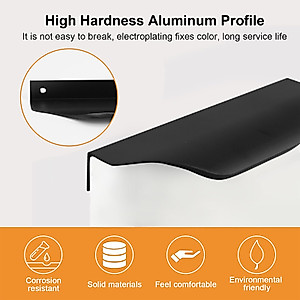 MOROBOR 8Pcs Mount Finger Edge Pull Handle 150mm Black Finger Pulls Aluminum Concealed Handle Furniture Drawer Handles for Home Kitchen Door Drawer Cabinet with Screws