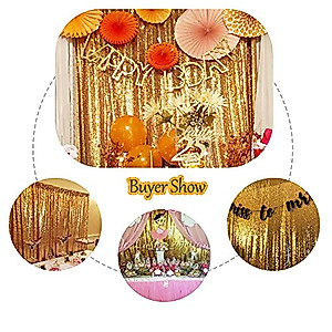 SquarePie Sequin Backdrop Curtain Not See Through Background for Wedding Party 6FT x 6FT Gold