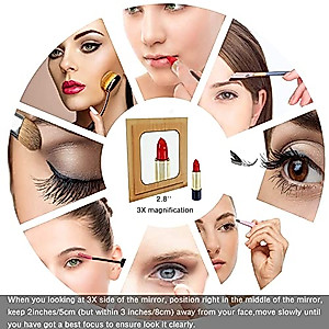 Renminbi Square Qtip Holder Acrylic Bathroom Vanity Countertop Storage Organizer Canister Jar,cotton ball holder,bathroom jars(2.8Inch,3X Magnifying Mirror)