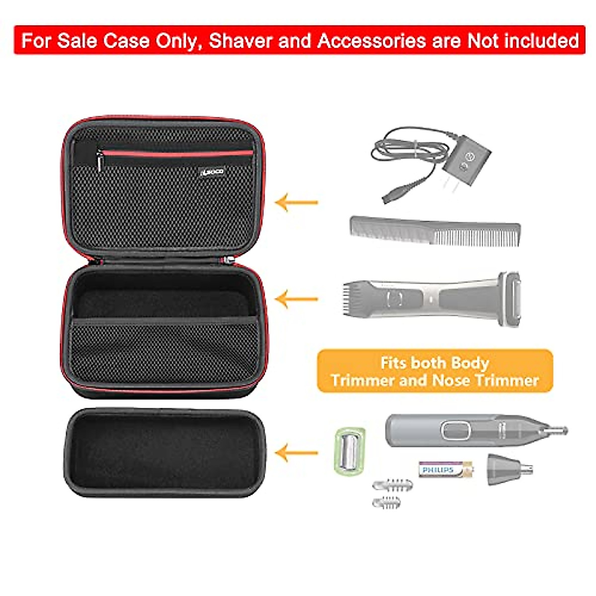 RLSOCO Hard Case Compatible with Philips Bodygroom Series 7000 BG7040/42,BG7030/49,BG2039/42 & Nosetrimmer 3000 NT3600/4 (Case Only)