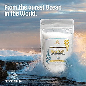 TURNER Flaky Sea Salt, 8.8 ounces of Premium Gourmet Sea Salt Flakes from New Zealand, 80 Minerals & Trace Elements, 100% All-Natural, Solar & Wind Harvested Salt, No Microplastics, 1 Pouch