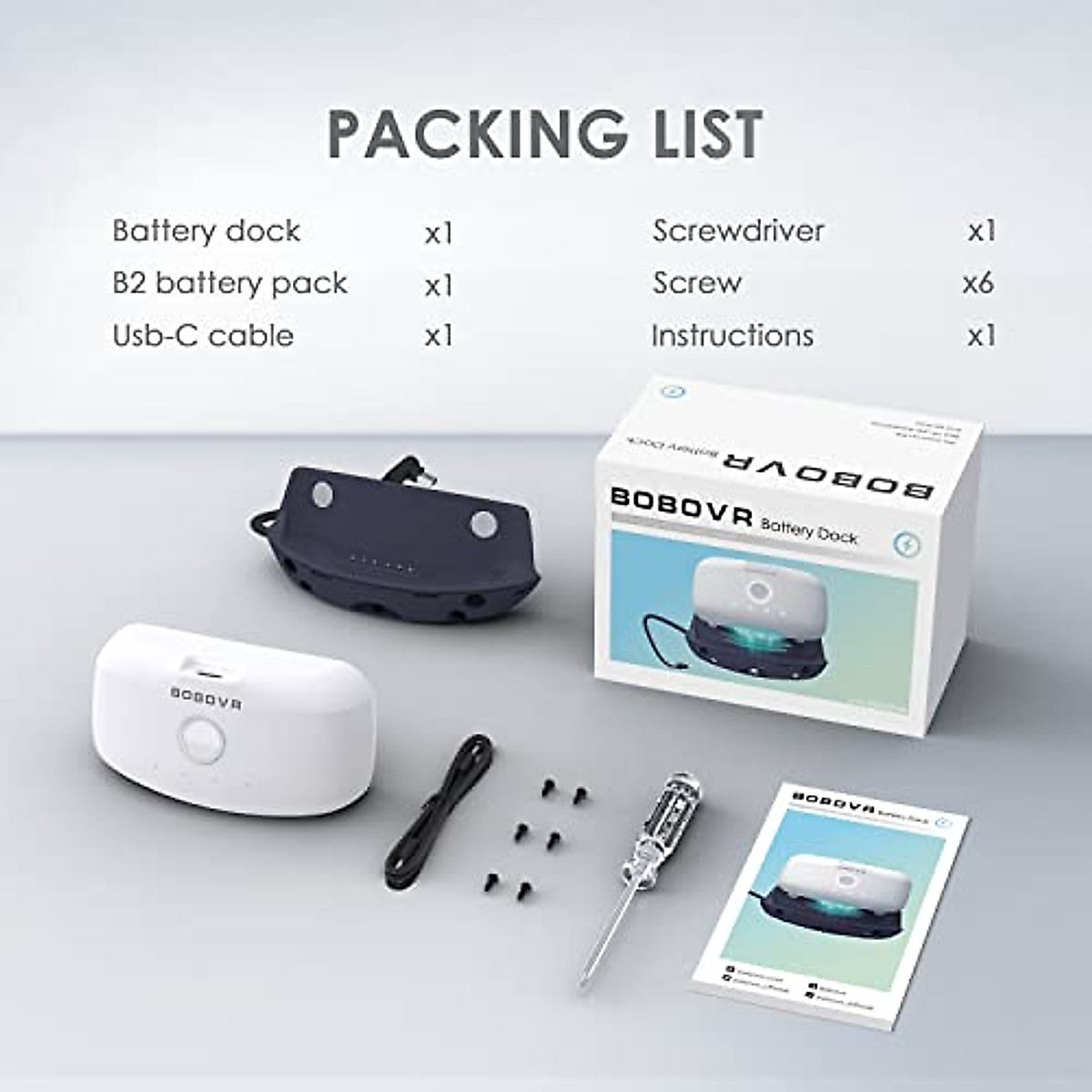 BOBOVR Battery Dock Upgrade Kit for M1/M2 Plus,Quickly Convert M1/M2 Plus Strap Regular Version to Battery Version.