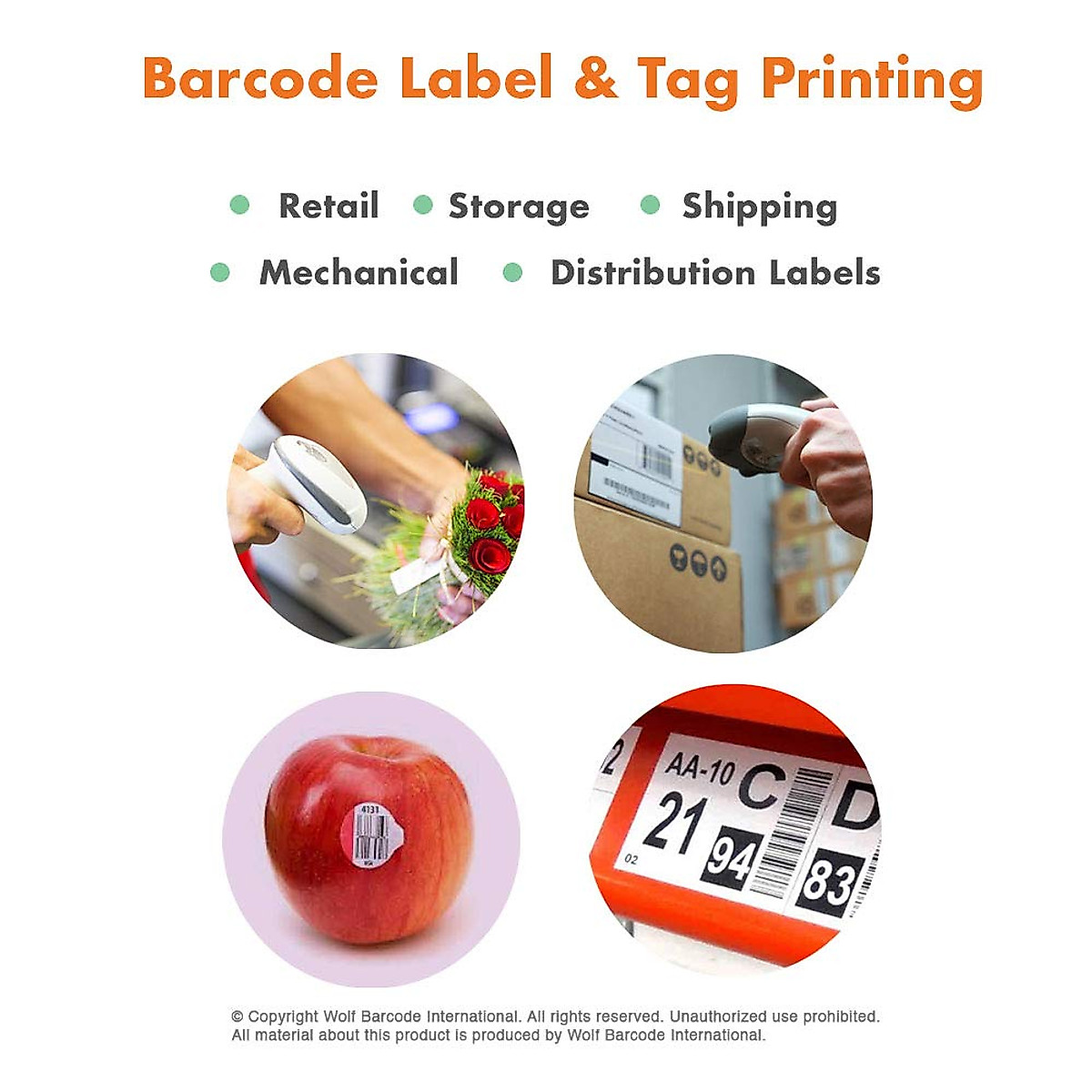 6 Rolls Wolfbarco 4.33" x 1476' (110mm x 450m) Black Standard Wax Thermal Transfer Ribbon Compatible with Zebra ZT200, ZT220, ZT230, ZT410, ZT420,TEC, INTERMEC, Citizen, TSC, GODEX, ARGOX Printers