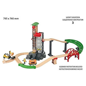 BRIO World 33887 Lift & Load Warehouse Set | 32 Piece Kids Train Toy Set with Wooden Tracks and Accessories | Interactive Design | FSC Certified Wood | for Ages 3 and Up