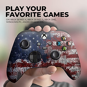 Tattered Flag Custom X-box Controller Wireless compatible with X-box One/X-box Series X/S by DreamController | Proudly Customized in USA with Permanent HYDRO-DIP Printing (NOT JUST A SKIN)