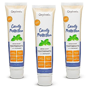 Oxyfresh Cavity Protection Fresh Mint Fluoride Toothpaste | Low Abrasion Anticavity Toothpaste for Sensitive Teeth & Gums – All-Day Fresh Breath (3-5 oz Tubes)