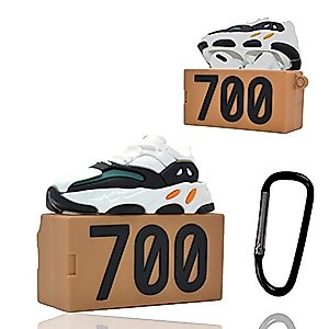 Airpods Pro Case, Silicone Sneaker 700 Shoe Box Case Compatible for AirPod pro Case, Shockproof Coconut Airpods Pro Case Cover Accessories with Keychain for Kids Girls Teens Boys Men Women.