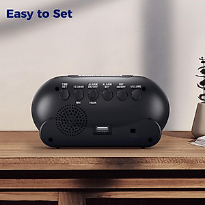 USCCE Small LED Digital Alarm Clock with Snooze, Easy to Set, Full Range Brightness Dimmer, Adjustable Alarm Volume with 5 Alarm Sounds, USB Charger, 12/24Hr, Compact Clock for Bedrooms, Bedside, Desk