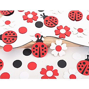 Ladybug Party Confetti - Ladybug Table Decorations, Red Black White Circle ladybug Confetti, Ladybug Birthday Decor, Ladybug Themed Wedding/Bridal Shower/Baby Shower Party Decor (180PCS)