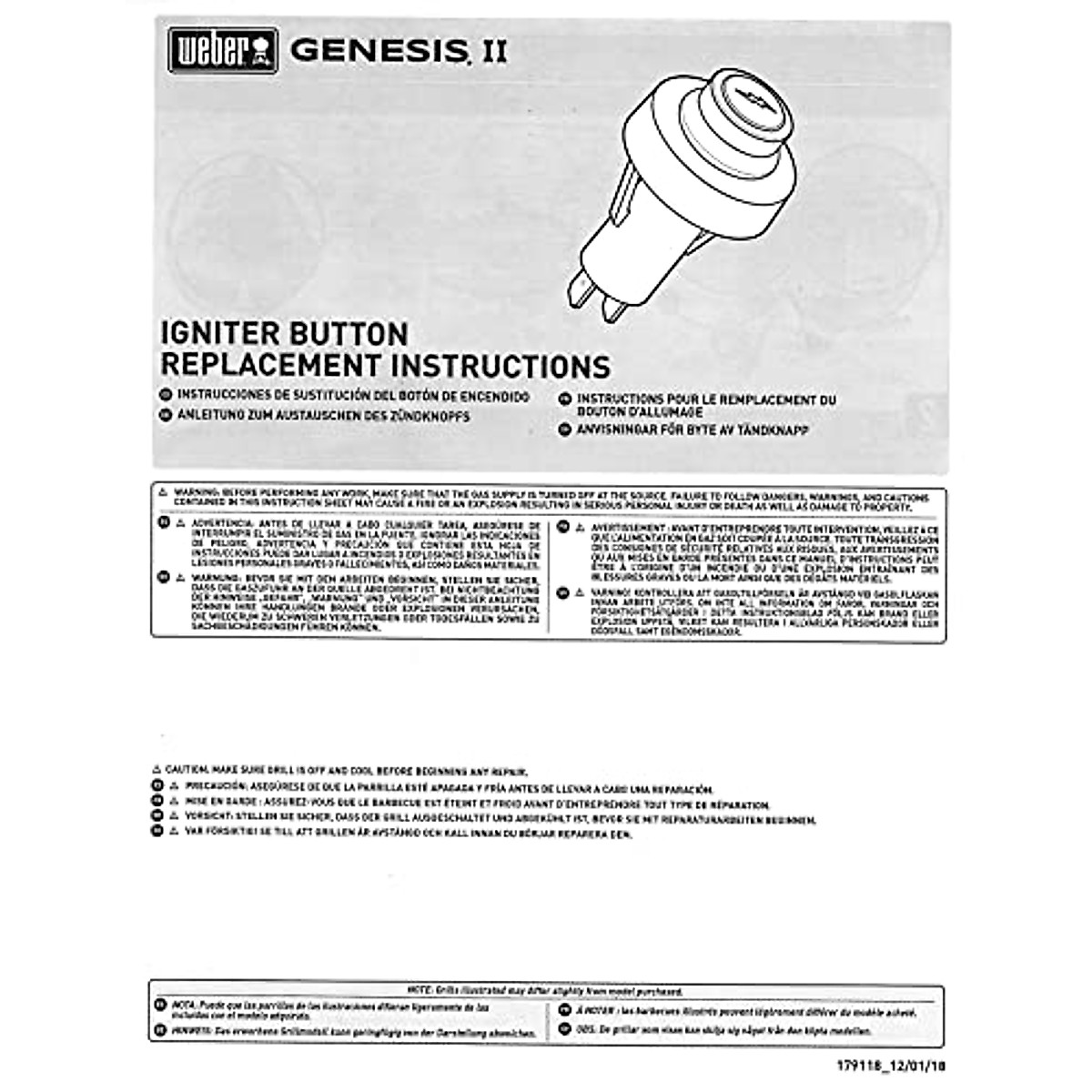 Weber 69283 Genesis II 310 Igniter Switch