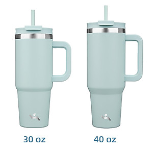 Konokyo 30 oz Tumbler with Handle and 2 Straws,2 in 1 Lid Insulated Water Bottle Stainless Steel Travel Coffee Mug,Blue Haze