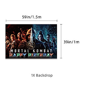 Morrtal Kommbat Birthday Party Decoration Game Party Supplies Include Happy Birthday Banner Balloons Cake Topper Background for Theme Birthday Party Decoration