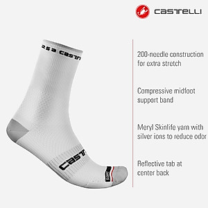 Castelli Men’s Rosso Corsa Pro 15 Sock, Performance Cycling Apparel Sock with Midfoot Support Band & Cushion Pad - White - Large/X-Large