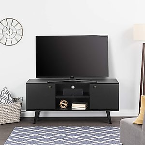 Prepac Milo Mid Century Modern TV Console, 56 Inch, Black