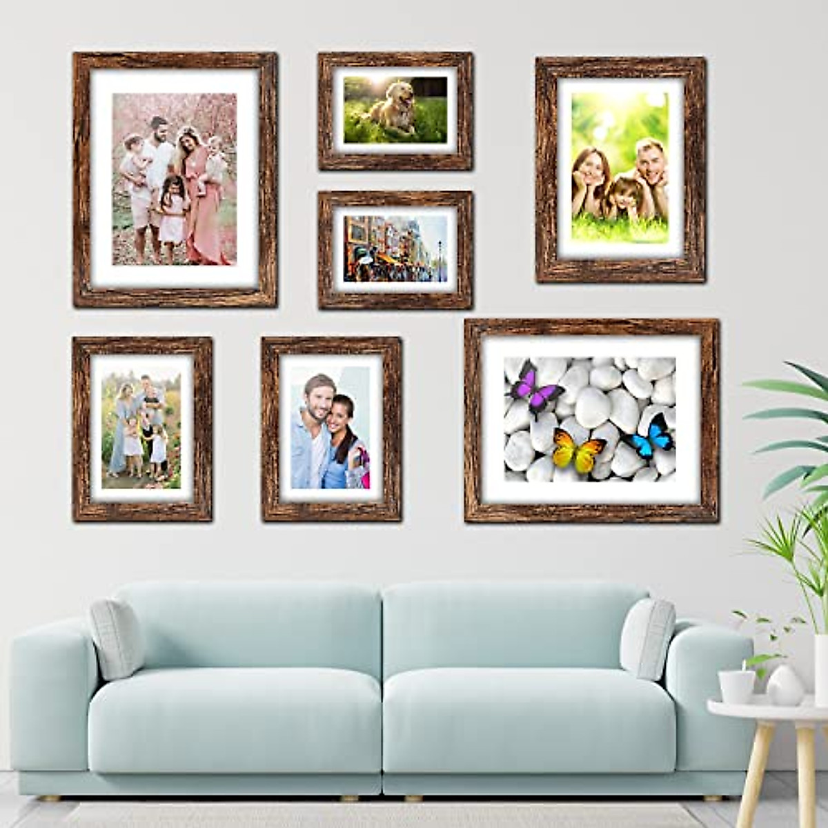 BEYAHELA 4x6 Picture Frame Set of 6, Rustic Farmhouse 4 x 6 Frame Bulk with Mat, Distressed Wooden Photo Frame for Table Top Display and Wall Mounting Rustic Picture Frame With HD Glass (Brown)