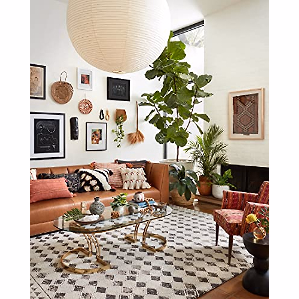 Justina Blakeney x Loloi Yeshaia Collection YES-02 Black/Neutral Transitional 7'-9" x 9'-9" Area Rug