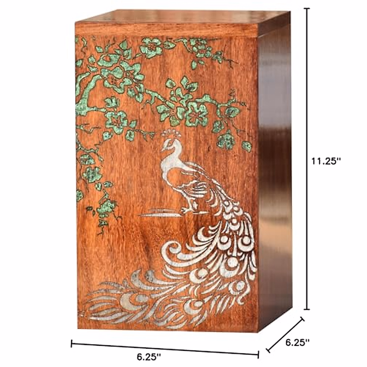 Peacock tree of life Resin Urn Wooden Urn Box Lichtenberg Figure Cremation Urn for Human Ashes Adult Large Funeral urn Ashes Urn for Ashes pet urn fractal burning urn Memorial Urn (LARGE up to 250 lb)