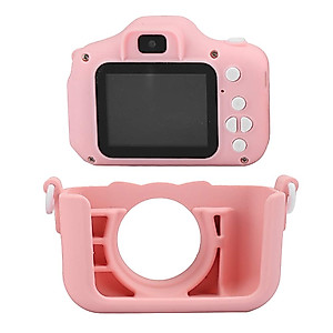 Children Mini Camera, 12MP ABS Silicone Mini Cartoon Kitty Digital Camera Toy with Double Camera for Kids ()