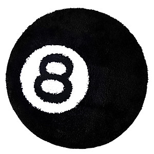 colorthesports 8 Ball Rug, 24" Black Round Rug Billiard Pool 8 Ball Carpet, Non-Slip Flocking Floor Area Rug for Living Room Decor, Alt Room Decor Soft Doormat for Bedroom