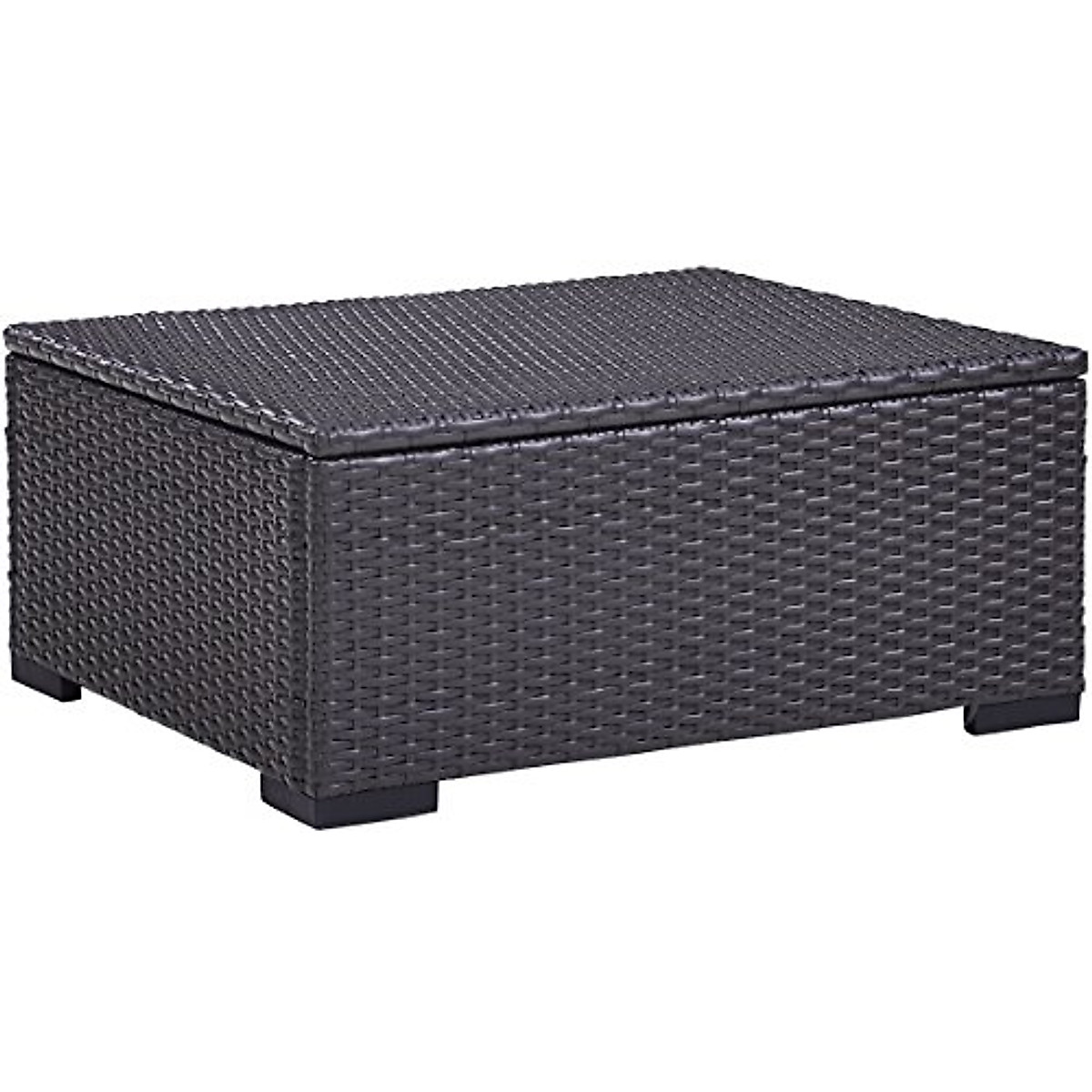 Crosley Furniture Biscayne Wicker Outdoor Ottoman Foot Rest for Patio, Deck, Porch, Brown with Mocha Cushions