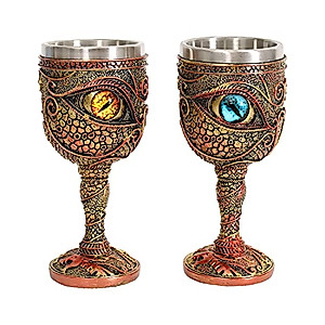 Ottalent Stainless Steel The Eye of The Dragon Wine Goblet Chalice,Dungeons and Dragons Medieval DragonWine Cups 7oz.Men’s Gift (Blue Eyes)