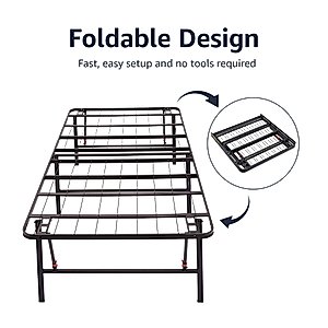 Amazon Basics Foldable Metal Platform Bed Frame with Tool Free Setup, Sturdy Steel Frame, No Box Spring Needed, Full, Black, 75 x 54 x 18 inches (LxWxH)