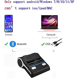 GZGYNADAST 80mm Bluetooth Portable Thermal Receipt Printer,only Compatible with Android/Windows, Can't Support iOS/ipad/MAC,3 inch Ticket Wireless Android Bill Invoice Printer for Small Business