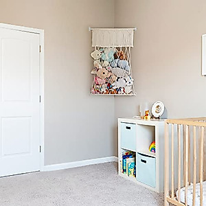 Dahey Over The Door Organizer with 4 Pockets Boho Door and Stuffed Animal Storage Hammock Hanging Toy Storage Organizer for Nursery Kid Playroom Bedroom