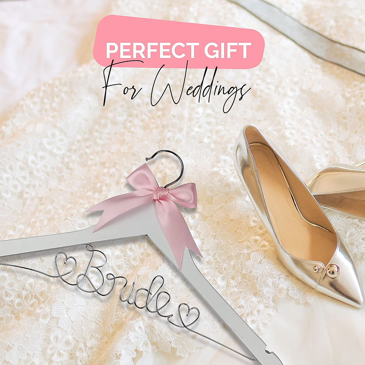 Bride to Be Wedding Dress Hanger, Bride Hanger for Wedding Dress, Wooden Wedding Hanger, Bridal Hanger, Bridal Hangers for Wedding Dress, Gown or Bridal Shower! (White Wood)