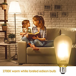 ASOKO ST64 Frosted LED Edison Vintage Light Bulbs, 6W Equivalent 60W 2700K Warm White, Dimmable LED Edison Bulb Antique LED Filament Bulbs 4 Packs