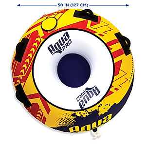 Aqua Pro Towable Tube for Water Sports – Single Rider – Marine-Grade Inflatable Boat Tube – Yellow/Red