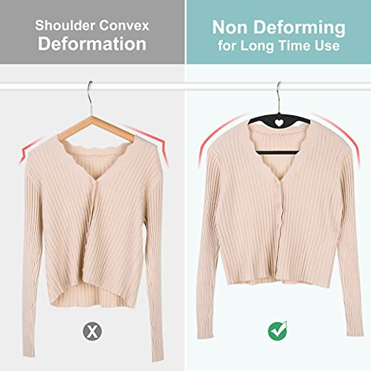 Velvet Clothes Hangers, ESEOE 50 Pack No Shoulder Bumps Suit Hangers with Swivel Hook, Ultra Thin Space Saving, Wide for Coat, Sweaters, Jackets, Shirt, Pants, Dresses (Black with Gold Hook)