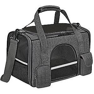MIYCOO Cat Carrier Soft-Sided Collapsible Pet Carrier Dog Carrier Travel Bag for Dogs Small Medium Cats (Large-Black)
