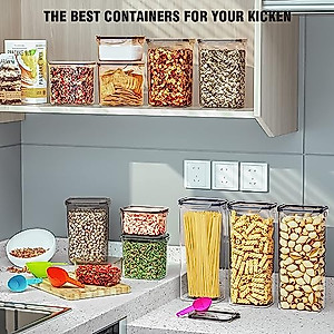 12 Pcs Airtight Food Storage Containers with Lids-Plastic Pantry Storage Containers-100% Leakproof Reusable Organization and Storage, BPA Free Clear Canisters for Cereal, Sugar, Rice, Pasta, and Flour
