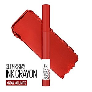Maybelline SuperStay Ink Crayon Matte Longwear Lipstick With Built-in Sharpener, Know No Limits, 0.04 Ounce