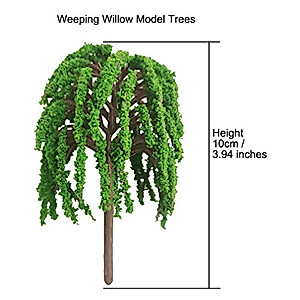 Model Trees Hobby Train Scenery Set Artificial Miniature Palm Coconut Weeping Willow Pine Décor Toy Kit with Green Leaves and Base DIY for Moss Landscape Tunnels Buildings Decoration AnyBack 18