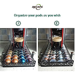 RECAPS Coffee Pod Kitchen Organizer Storage Holder Pod Drawer Pods Holder Compatible with Vertuoline and VertuolinePlus Machines Tempered Glass Drawer Stores 40 Coffee Pods(Coffee Pods NOT Included)